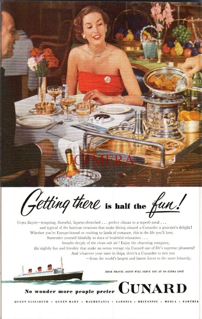 CUNARD CRUISE SHIPPING Line ADVERT Original Vintage 1952 Print Ad 691/ ...