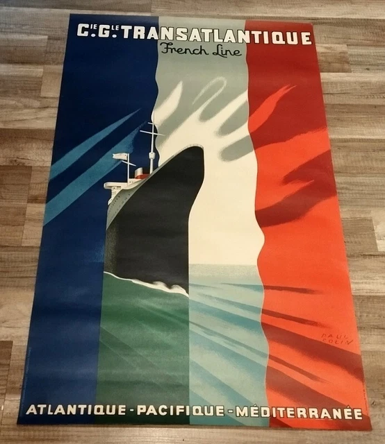 AFFICHE PAUL COLIN : paquebot Compagnie générale transatlantique EUR ...