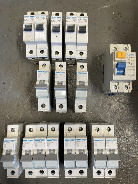 HAGER MT & MTN Miniature Circuit Breaker MCB 50A, 40A, 32A, 16A, 6A Breakers £30.00 - PicClick UK