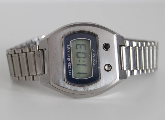 VINTAGE CITIZEN QUARTZ Crystron LC Mens LCD Digital Watch 50-4033 ...