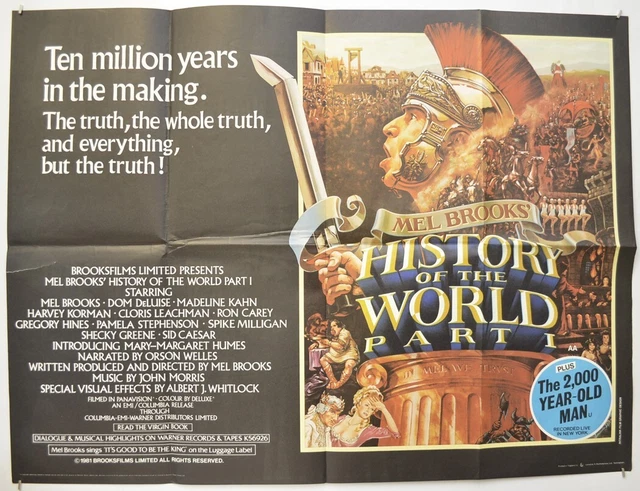 HISTORY OF THE WORLD - PART 1 (1981) Quad Film Poster - Mel Brooks, Orson Welles £9.75 - PicClick UK