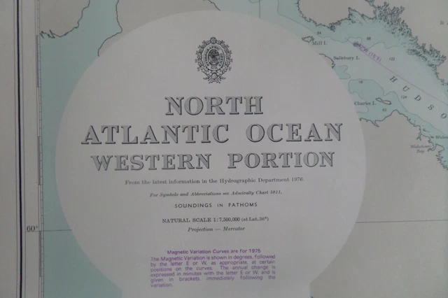 VINTAGE ADMIRALTY CHART North Atlantic Ocean Western Portion £22.99 ...