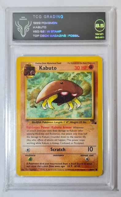 TCG POKEMON 8.5 Kabuto 1999 Top Deck Magazine Fossil Wizard Stamp EUR ...