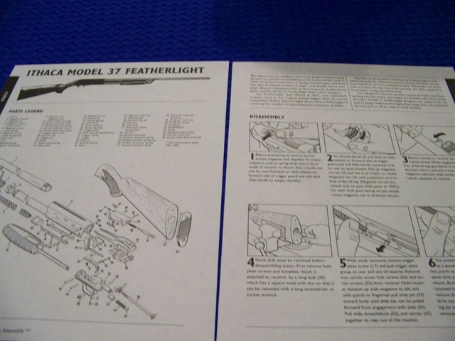 ITHACA MODEL 37 Featherlight (12 Ga.)..Legend/Exploded View/Disassembly ...