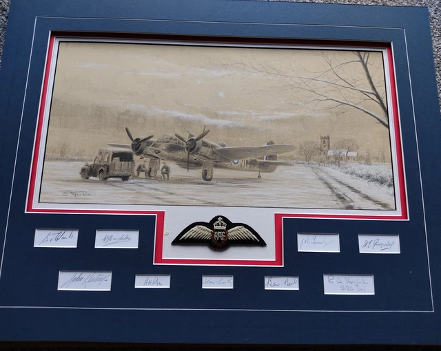 ORIGINAL PENCIL DRAWING Blenheim Mounted With 9 Crew Signatures Stephen ...