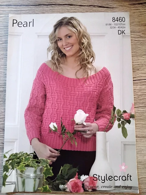 STYLECRAFT KNITTING PATTERN 8460. Lady's scoop neck sweater. DK. 32-42 ...