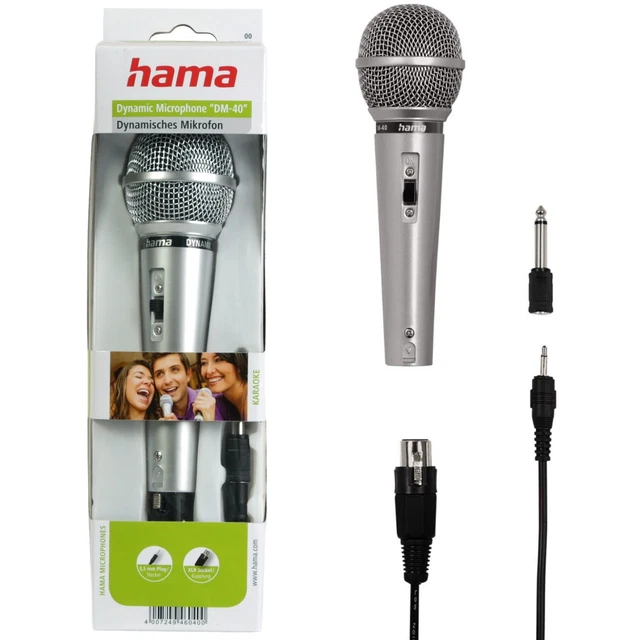HAMA DYNAMISCHES MIKROFON kabelgebunden 3m Kabel XLR Klinke Karaoke ...