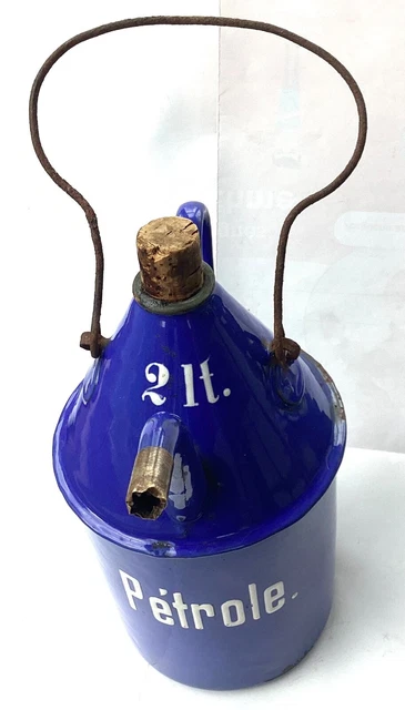 ANCIEN BIDON ÉMAILLÉ À Pétrole 2Lt Enameled Oil Can 2Lt Emaillierte ...