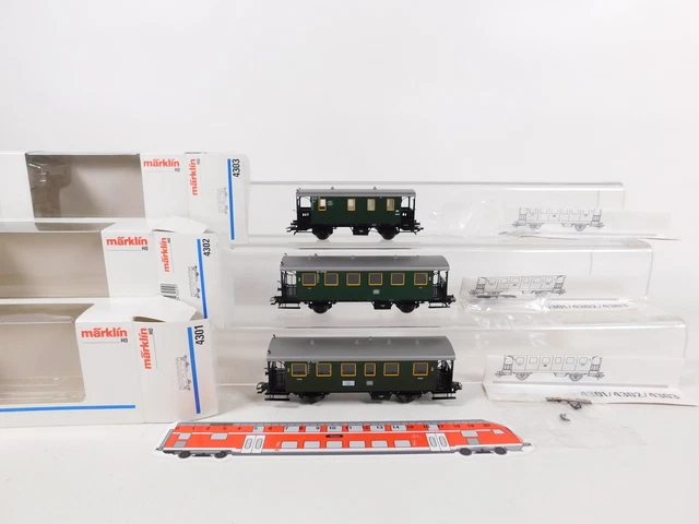 MÄRKLIN H0 AC 3 Passenger Cars DB NEM Light 4301 4302 4303 New+Box £135 ...