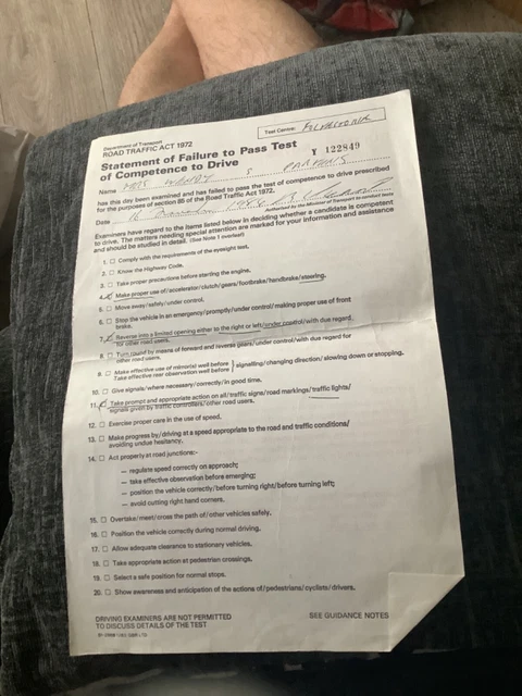 DRIVING TEST FAILURE Notes Wendy Parkins 1984 And L Plates Plus Notes ...