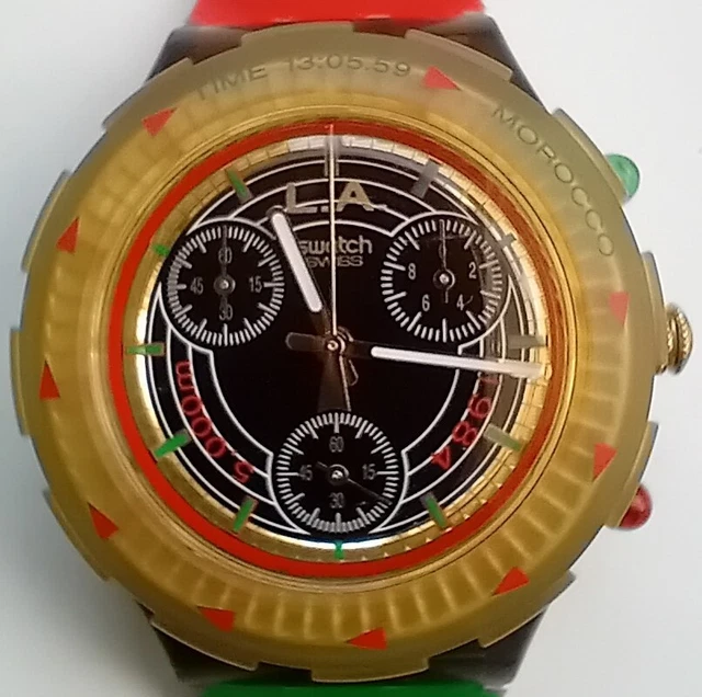 MONTRE CHRONO SWATCH Atlanta Olympique Said AOUITA 1996 avec boite EUR ...