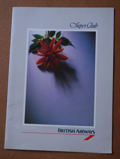 BRITISH AIRWAYS SUPER Club inflight menu London to Auckland circa mid ...