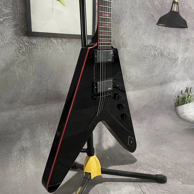 FLYING V SHAPE Black Electric Guitar Mahogany Neck HH Pickup String ...