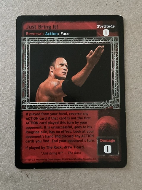 WWF WWE RAW Deal 2001 Wrestling Trading Card The Rock Just Bring It £3. ...