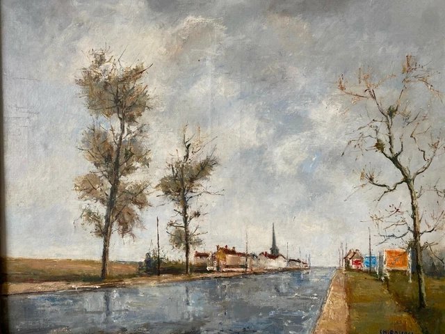 HUILE SUR TOILE Signee Charles Pollaci (1907-1989) Route Aux Panneaux ...