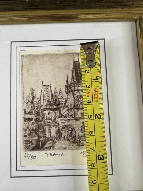 ORIGINAL MINIATURE PENCIL Drawing Picture Medieval Gothic Architecture ...