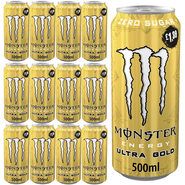 MONSTER ULTRA GOLD Energy Drink PMP Can 500ml (Pack of 12) £17.99 ...