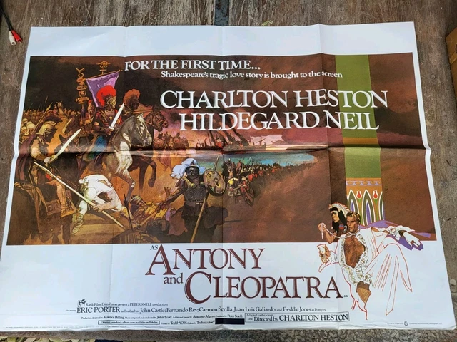 RARE 1970S BRITISH UK QUAD POSTER ANTONY AND CLEOPATRA CHARLTON HESTON ...
