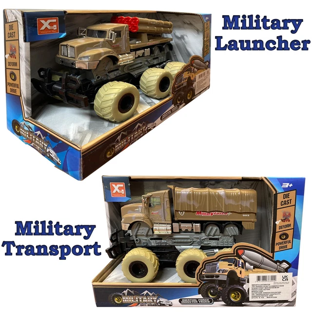 MILITARY TRUCK OFF Road Army Lorry Friction Power Pull Back Go Diecast ...