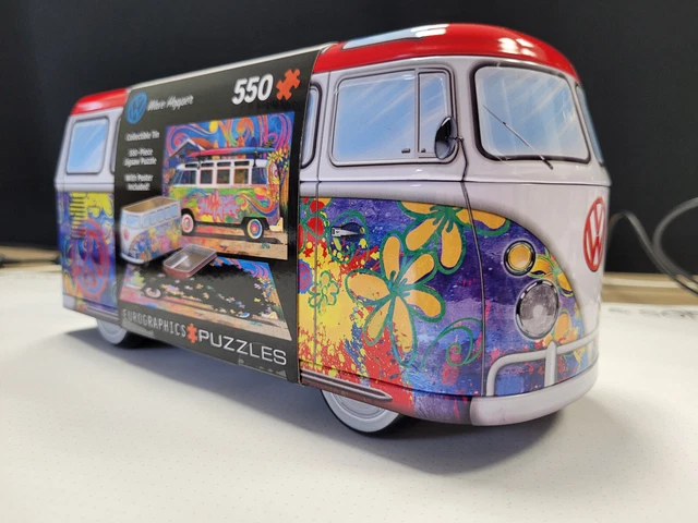 VW WAVE HOPPER Bus Puzzle mit Dose 550 Teile Euro Graphics mit Poster ...