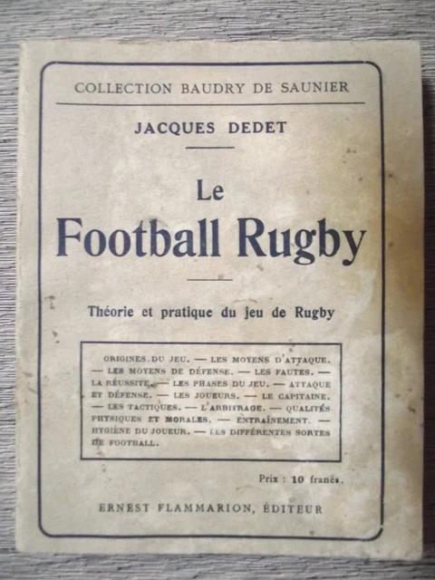 JACQUES DEDET LE FOOTBALL RUGBY Théorie et pratique Jeu à 15 Flammarion ...