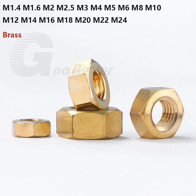 BRASS M2 M3 M4 M5 M6 M8 M10-M24 Hex Full Nuts DIN 934 Hexagon Nuts ...