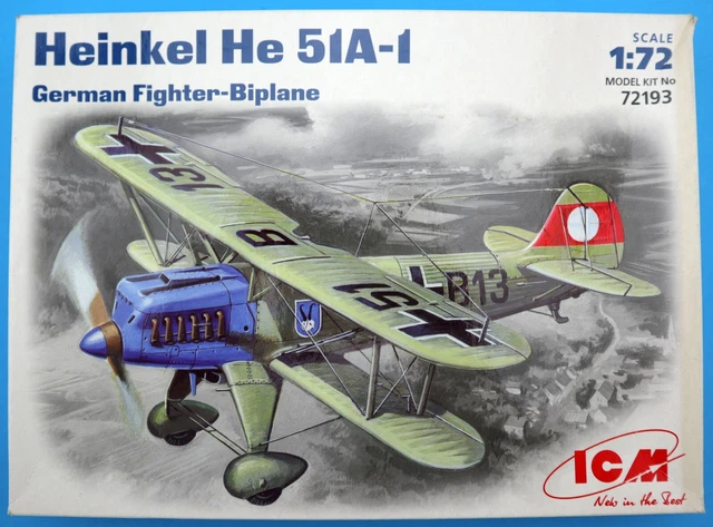 ICM 72193 HEINKEL He 51A-1 German Fighter-Biplane Doppeldecker 1:72 EUR ...