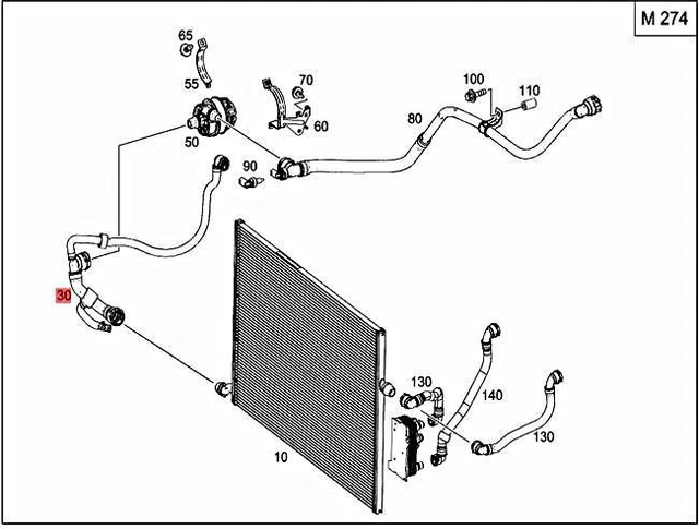 GENUINE MERCEDES A205 C205 S205 W205 Cabrio Coolant filling hose ...