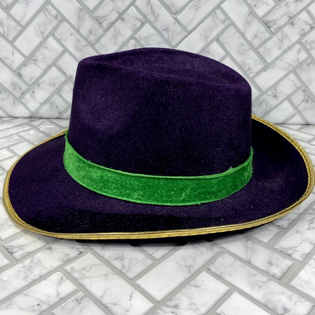 HALLOWEEN PIMP COSTUME Fedora Large Purple W/ Green/Gold Trim Faux ...