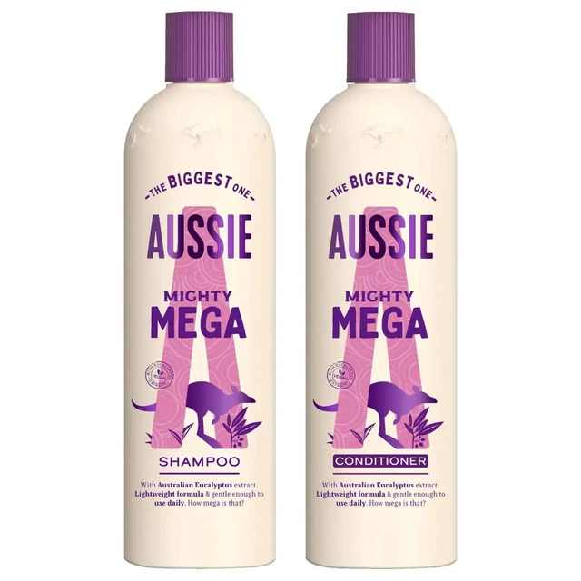 AUSSIE MIGHTY MEGA Macadamia Nut Oil Hair Shampoo 675ml + Conditioner ...