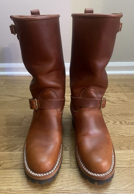 NICKS BOOTS STATIONMASTER Engineer Men 9 EE Latigo Tan Leather ...