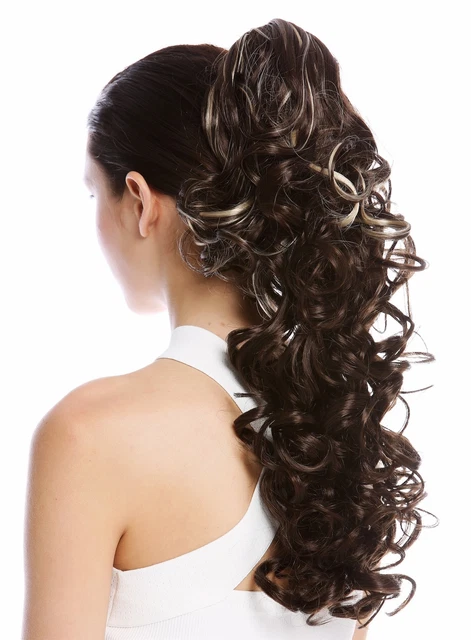 POSTICHE TRESSE BOUCLES Bouclée Volumineux Peigne Long 50cm Braun Blond ...