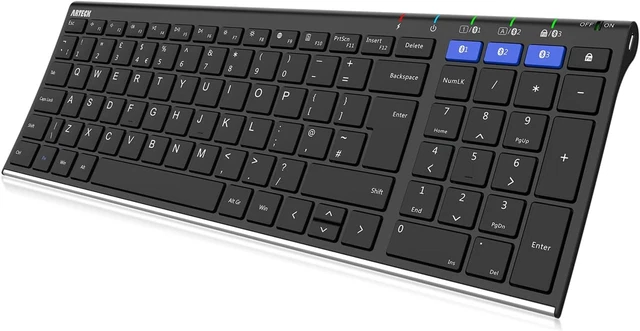 ARTECK UNIVERSAL BLUETOOTH Keyboard Multi-Device Stainless Steel Full ...
