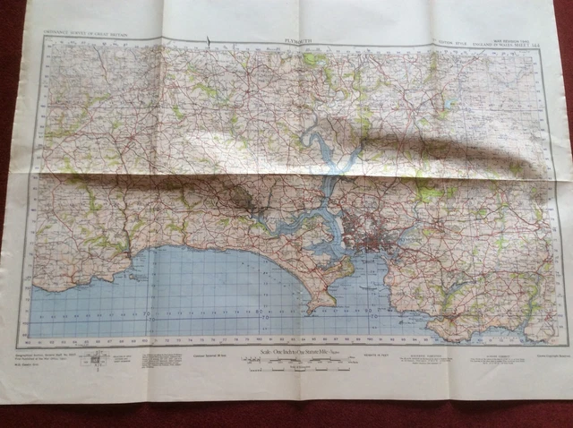 WW2 WAR OFFICE 1942 Military Map Plymouth, Devon Royal Navy Home Guard ...