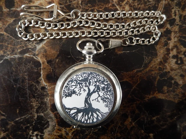 TREE OF LIFE Pocket Watch With Chain £14.99 - PicClick UK