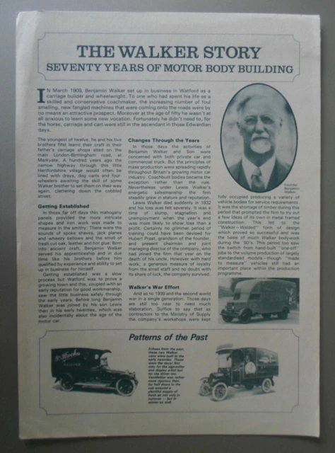 BROCHURE BROCHURE DE brochure publicitaire WALKER CARROSSERIE orig 1979 UK MKT - Bedford etc ...