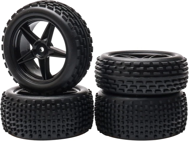 1/10 SCALE OFF Road RC Buggy Front & Rear Wheel Rims and Tyres X4 Black ...