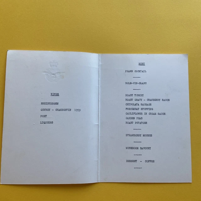 ANTIQUE VINTAGE HAND typed Royal Air Force Binbrook Officers Mess ...