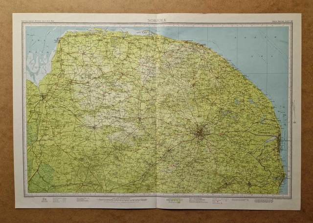 BARTHOLOMEW REVISED HALF-INCH Large Scale County Map of Norfolk (c.1950 ...