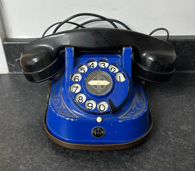 VINTAGE 1950S ORIGINAL Belgium Bell Rotary Dial Telephone In Blue ...