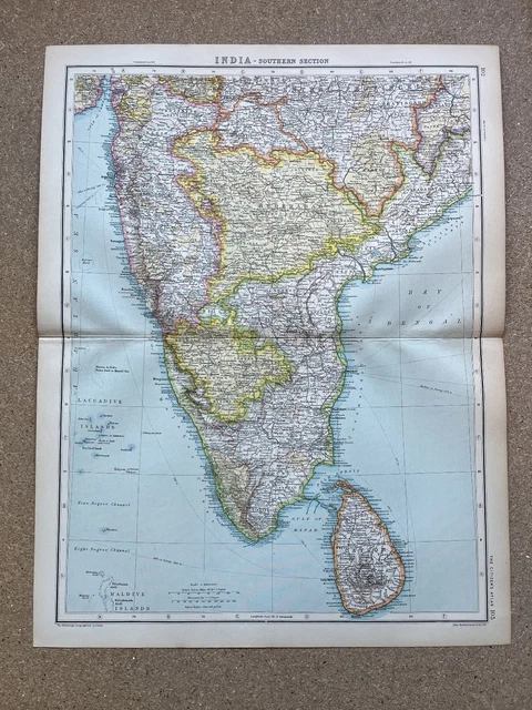 INDIA SOUTHERN SECTION original antique map 1924 Citizen's Atlas £6.52 ...