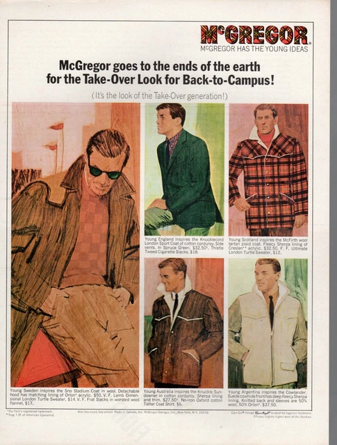 VINTAGE ADVERTISING PRINT ad FASHION McGregor Take Over Back to Campus ...