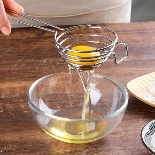 LONG HANDLE STAINLESS Steel Egg Extractor Filter Egg Yolk White ...