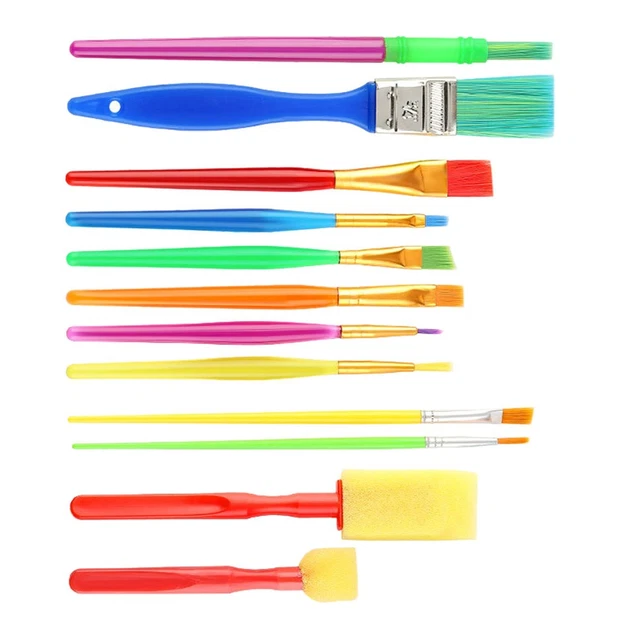 12PCS PAINTING BRUSHES Bristle Art Brush Art Drawing Pen Oil Painting ...