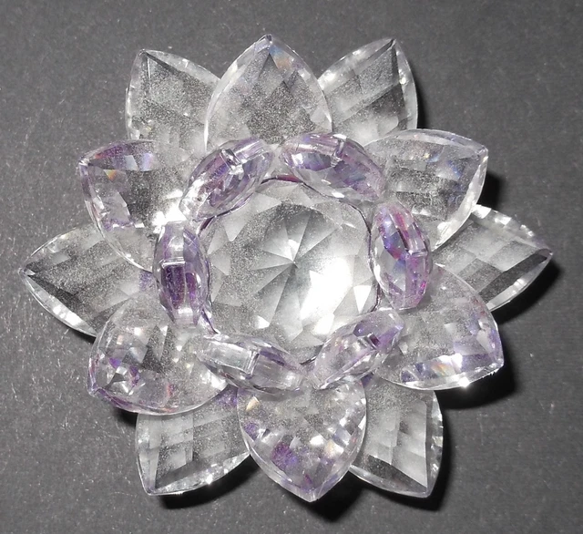 CRYSTAL GLASS FLOWER with multi colour LED wooden base & remote £16.15 ...