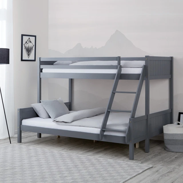 LIT SUPERPOSÉ 90 140 x200 Cadre de Lit mezzanine 2 Places Bois Gris ...
