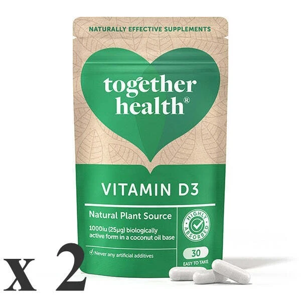 2 X TOGETHER Health Vitamin D3 1000iu 60 Capsules 04/2026 Expiry £12.99 ...