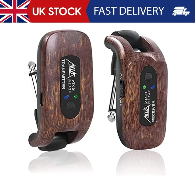 AKLOT WIRELESS GUITAR System, 2.4GHz Transmitter and Receiver, Built-in ...