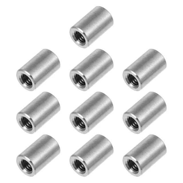 10 PCS NUT Stainless Steel Round Connector Nuts Threaded Rod Connecting ...
