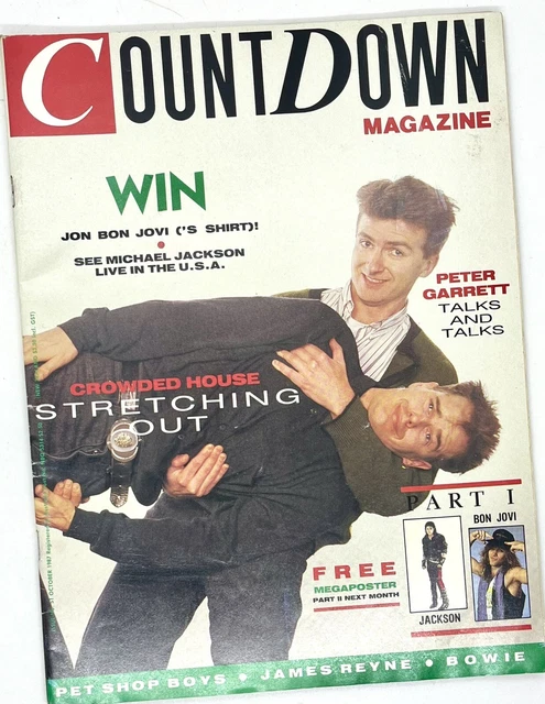 COUNTDOWN MAGAZINE MAGAZINE Oct 1987 Crowded House Peter Garrett John ...